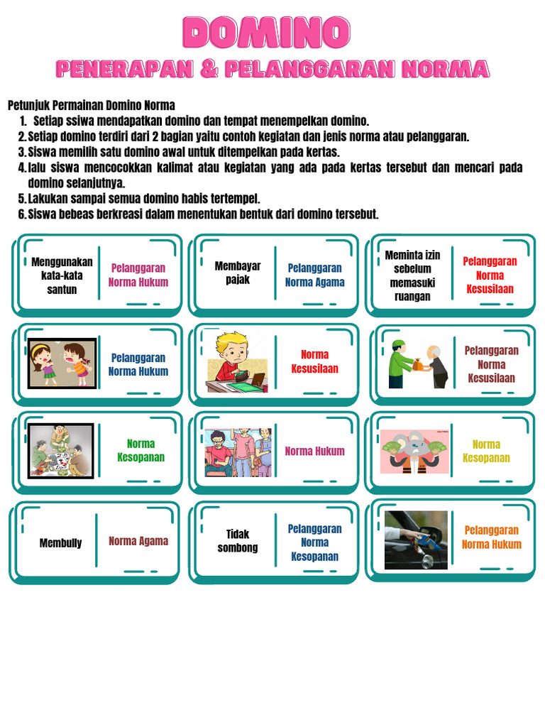Permainan Domino Penerapan Norma Siswa | PDF