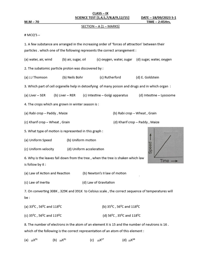 Class 9 Science S1 | PDF | Force | Inertia