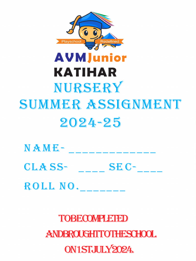 Nursery Summer Assignment 2024-25 | PDF | Human Communication ...