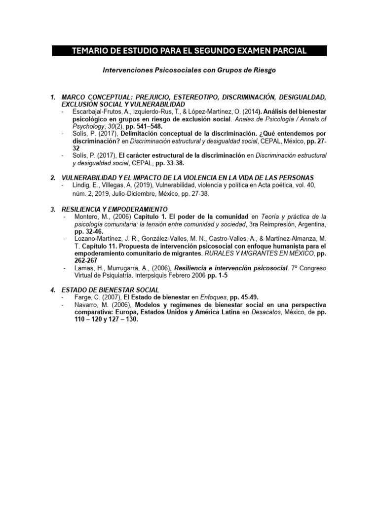 Temario de Estudio para El Segundo Examen Parcial | PDF