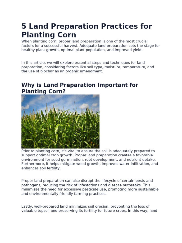 5 Land Preparation Practices For Planting Corn | PDF | Soil | Maize