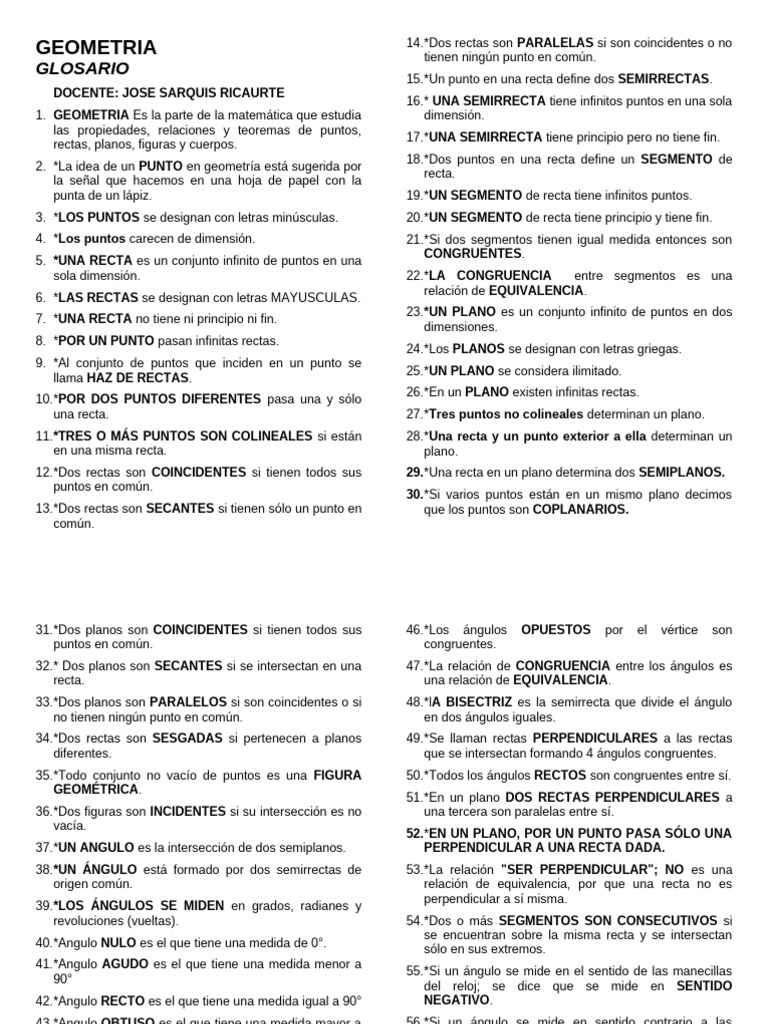Conceptos Geometria 1 | PDF | Ángulo | Triángulo