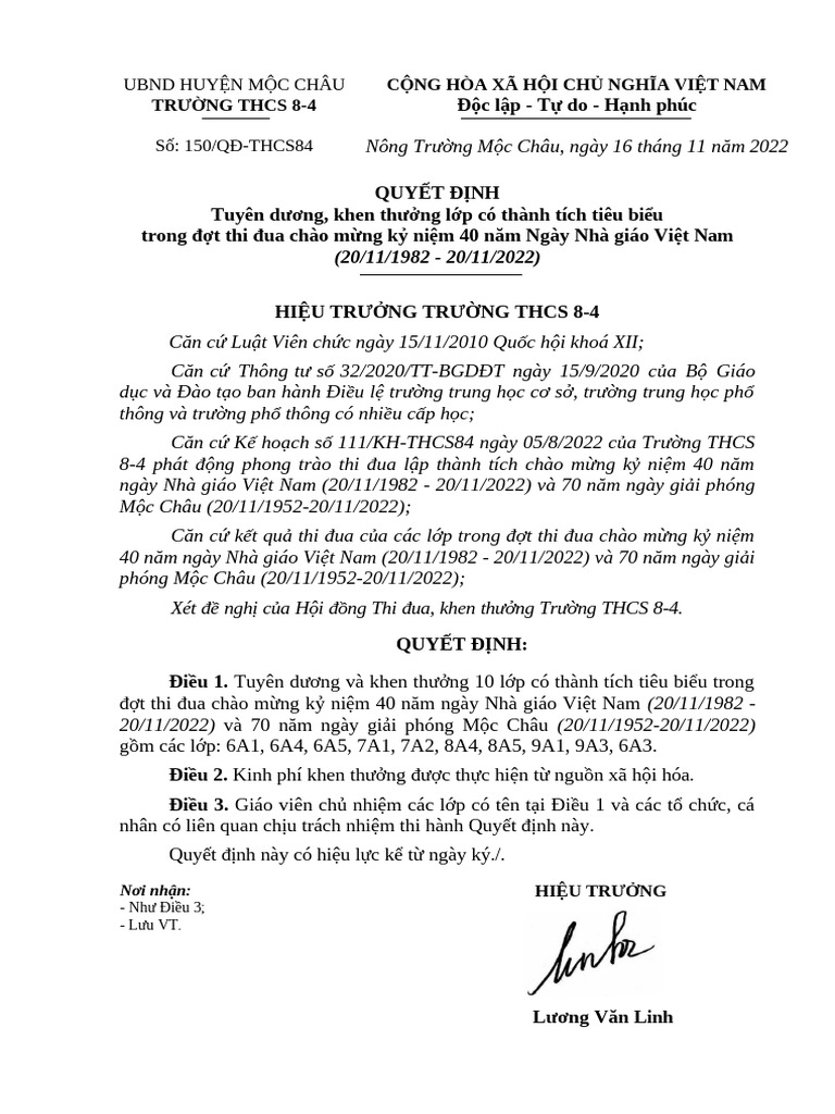 150.QĐ Khen Thư NG L P 20.11 | PDF