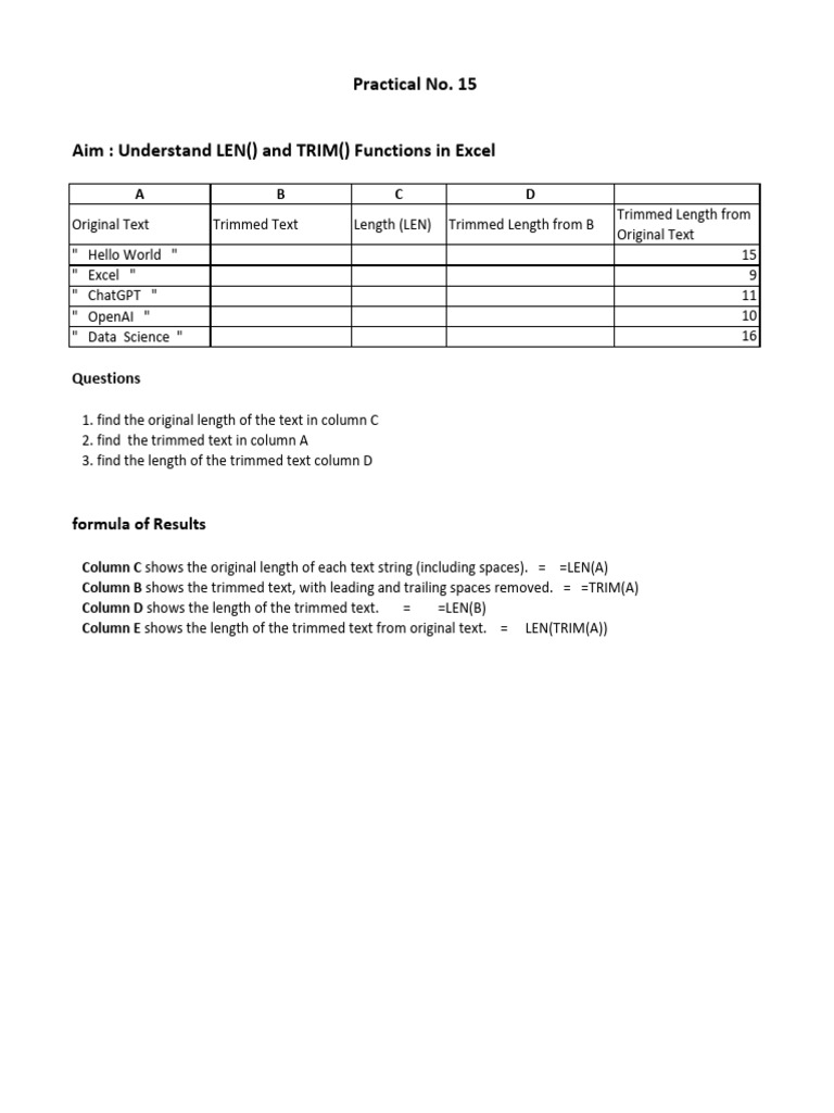 Practical No 13 Len and Trim 1 | PDF