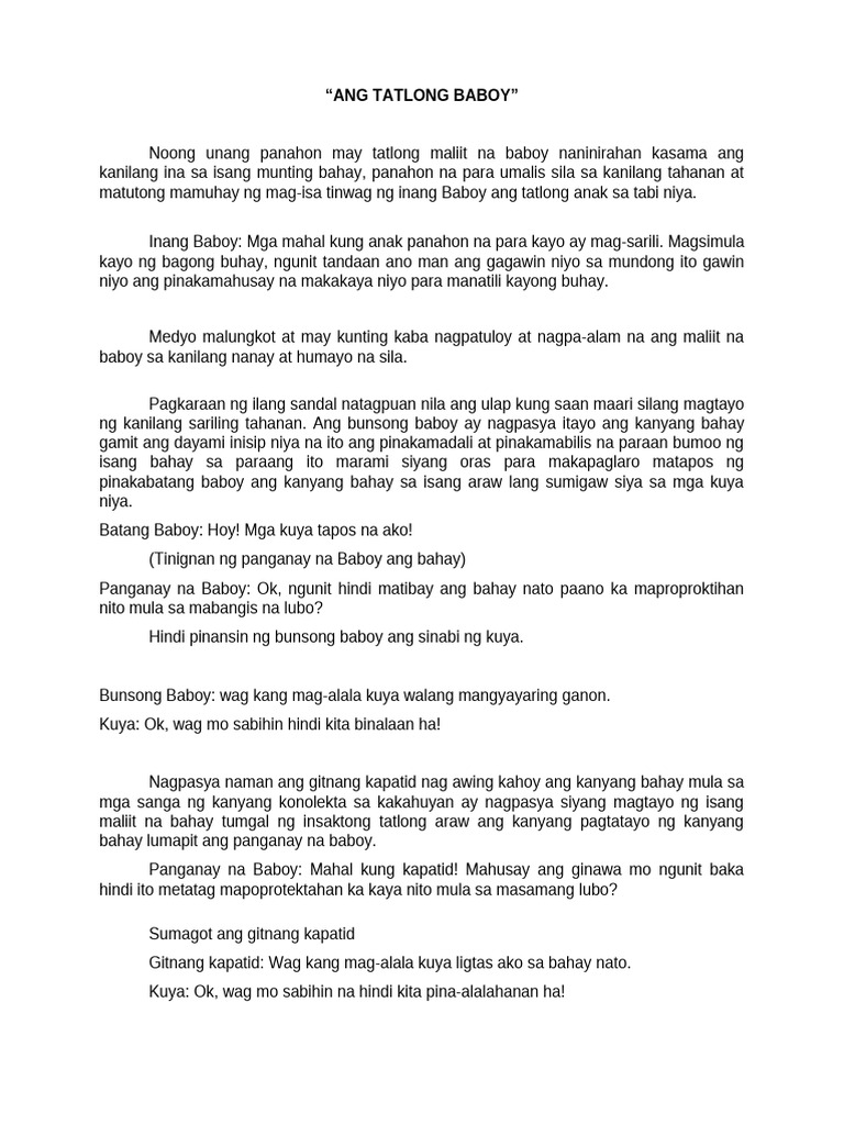 Ang Tatlong Baboy | PDF