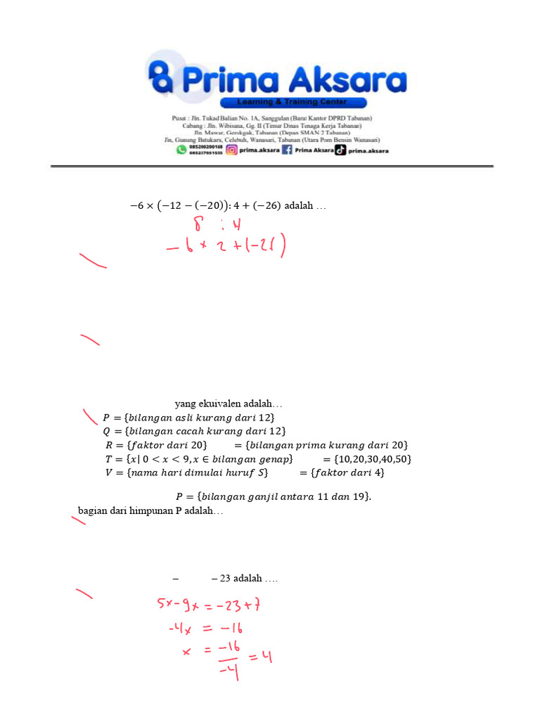 Latihan Soal Us SMPN2 TBN 2024 | PDF