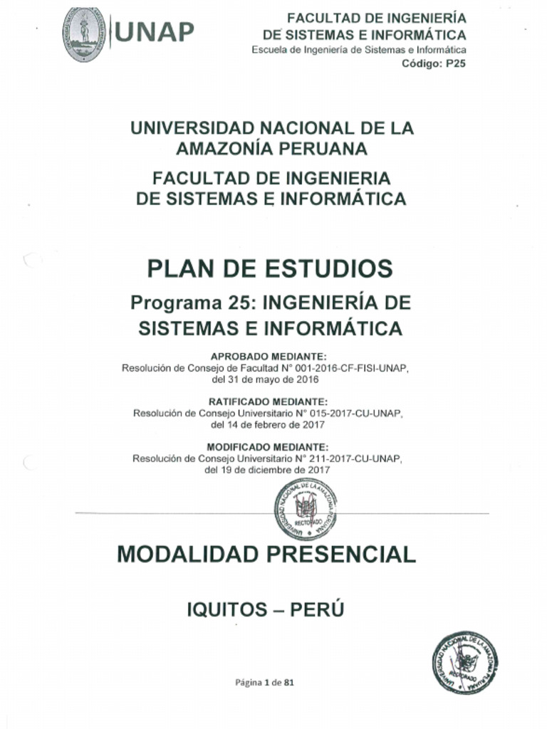 p25 Plan Ingenieria Sistemas e Informatica | PDF
