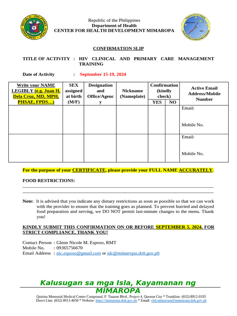 Confirmation Slip | PDF | Health Care