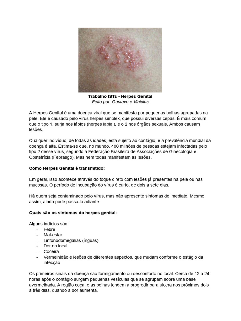 Herpes Genital: Sintomas e Prevenção | PDF | Vírus | Doenças e distúrbios