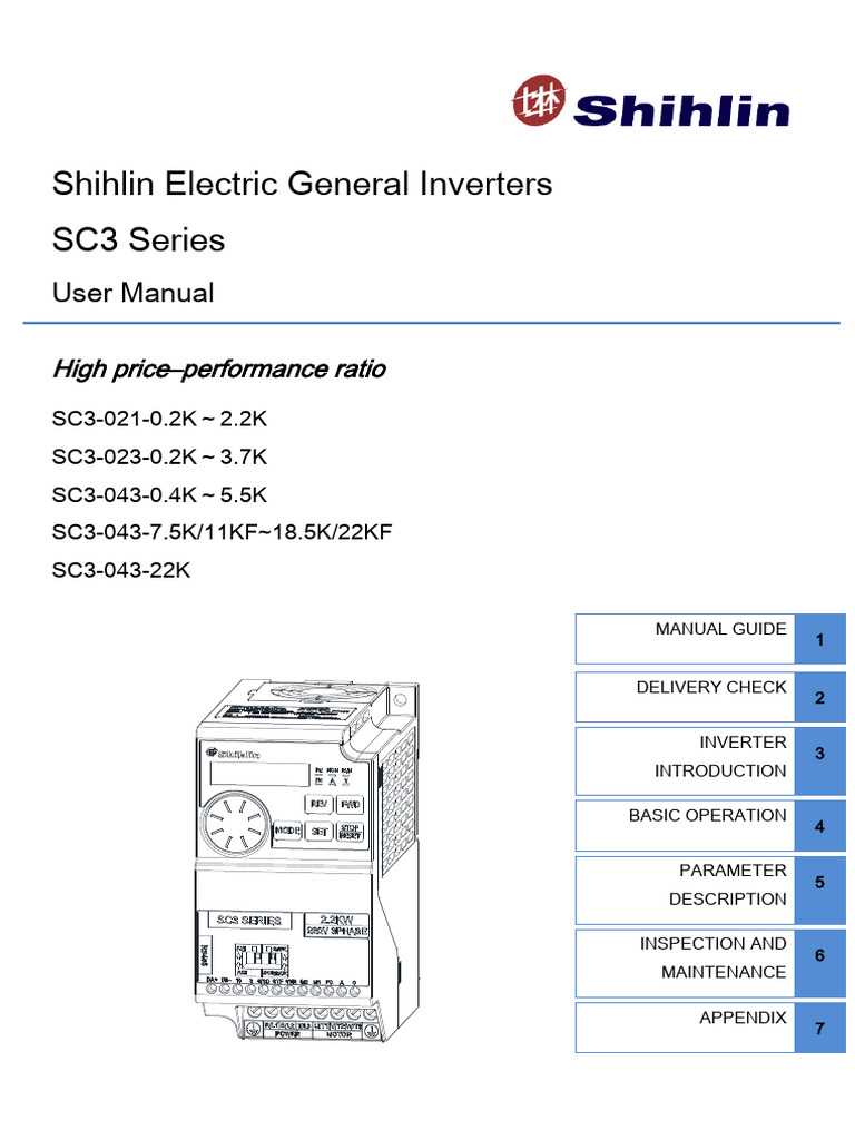 Shihlin SC3 Series User Manual | PDF | Power Supply | Power Inverter