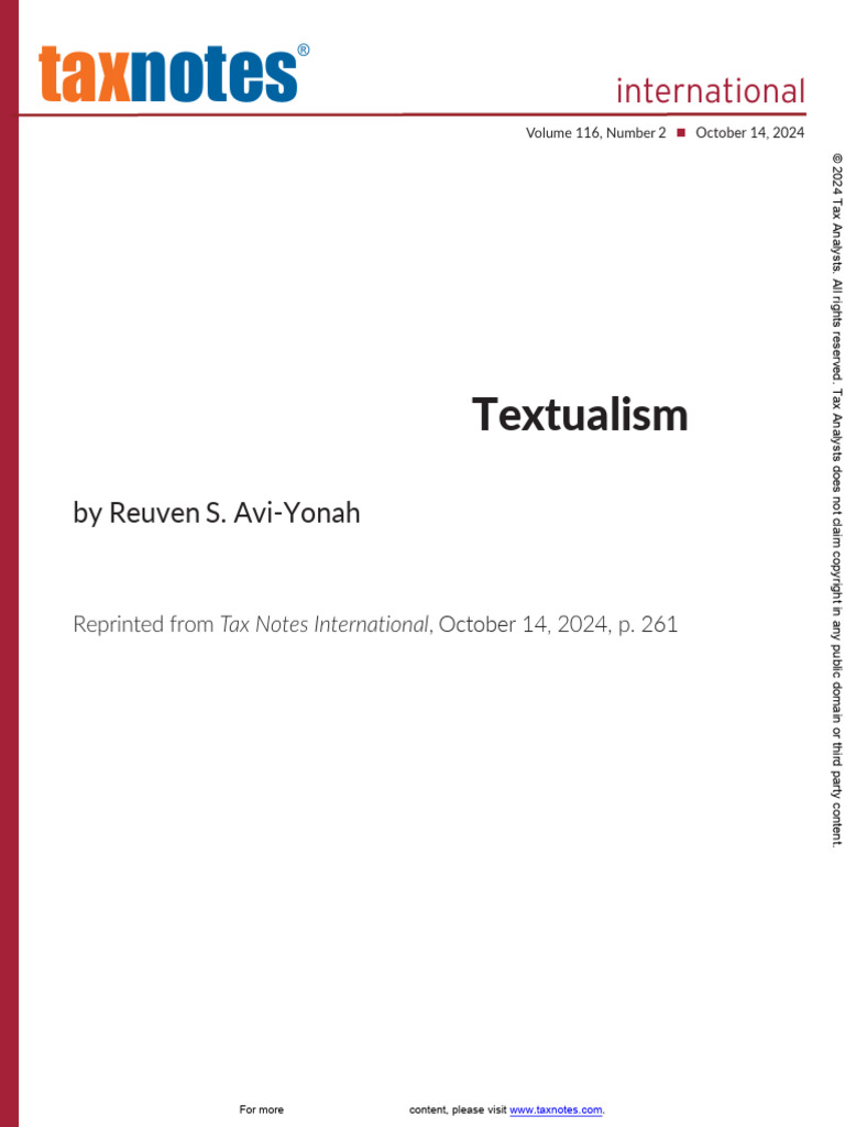 The Triumph of Tax Textualism | PDF | Tax Deduction | United States ...