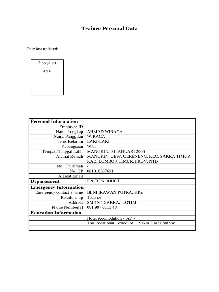 Vocational Trainee Profiles | PDF