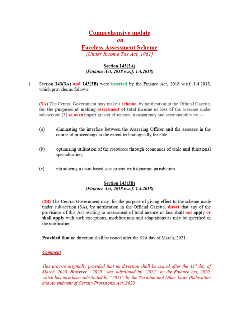 Update on Faceless Assessment Scheme | PDF | Audit