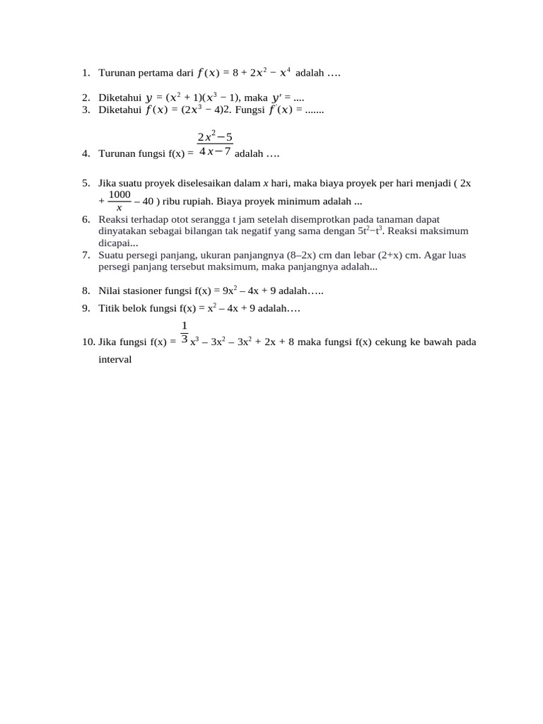 Turunan Pertama Dari ? | PDF
