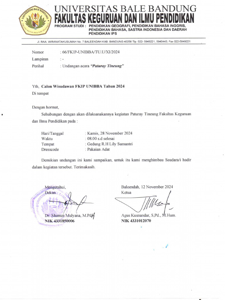 Undangan Acara Paturay Tineung | PDF