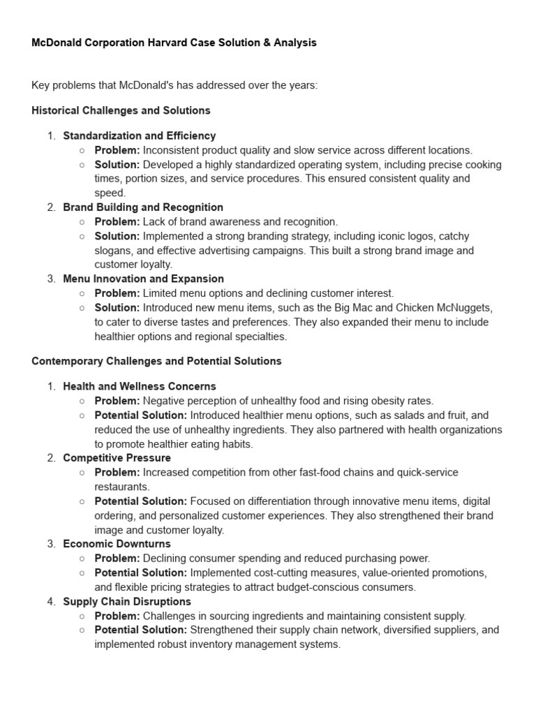 Banadera - McDo Case Problems | PDF | Mc Donald's | Brand