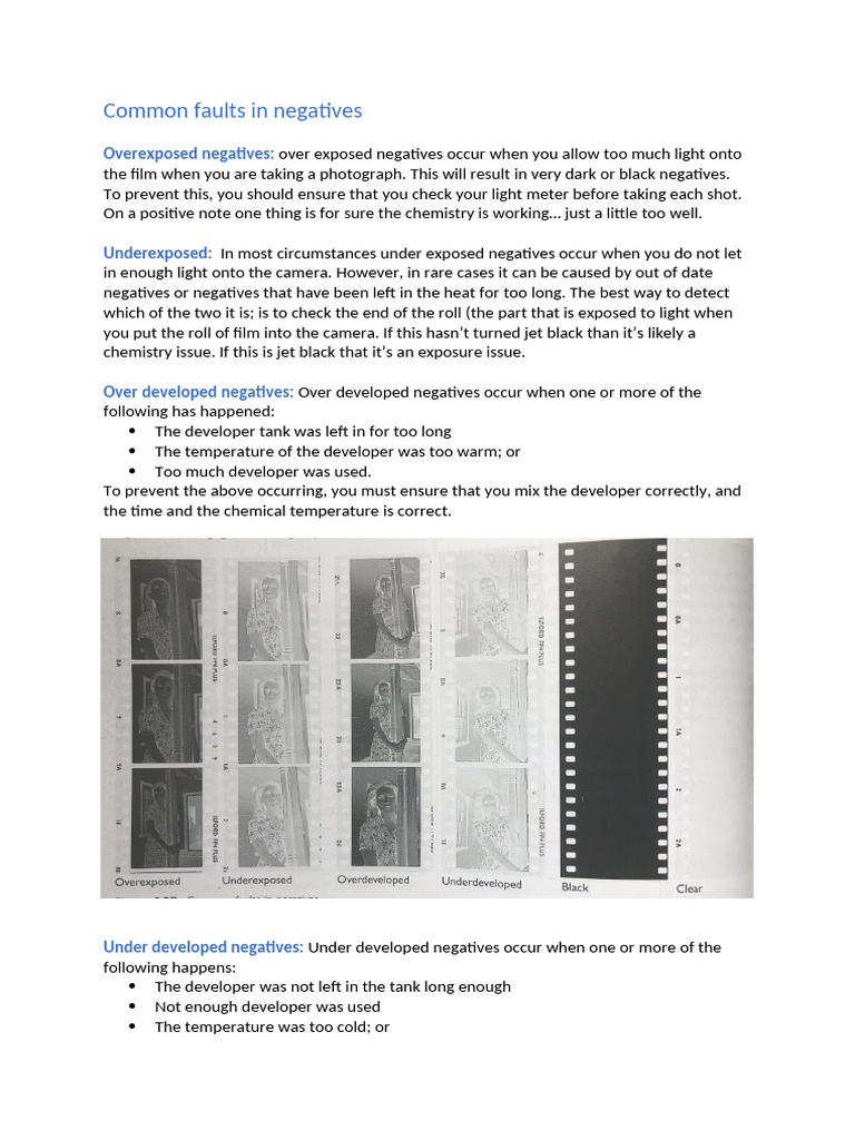 Film Negative Faults & Fixes | PDF | Exposure (Photography) | Optical ...