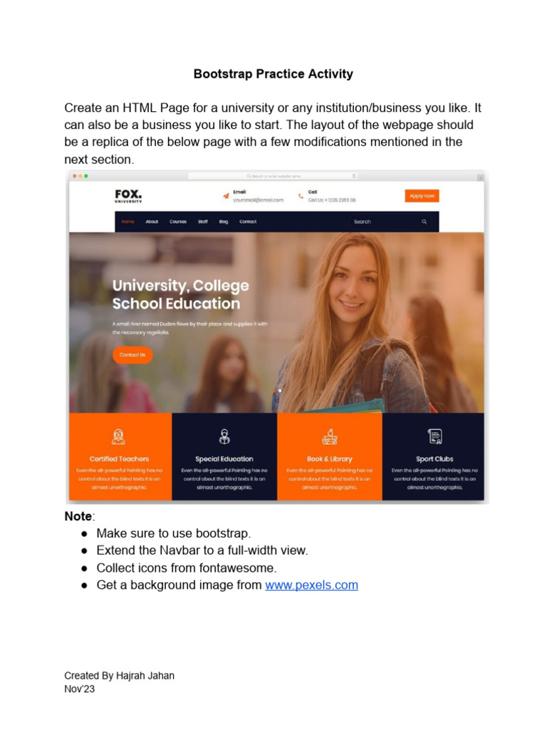 Bootstrap Practice Activity 1 | PDF