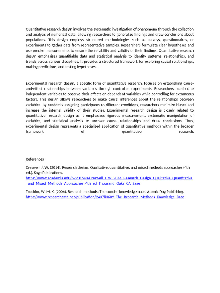 Quantitative Research Design Involves The Systematic Investigation of ...