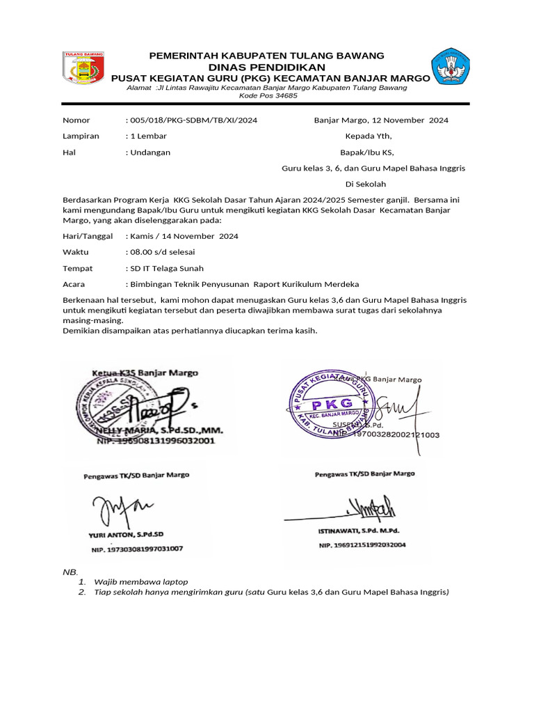 Undangan KKG November 2024 | PDF