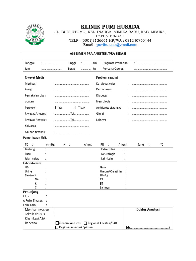 Assessment Pra Bedah | PDF