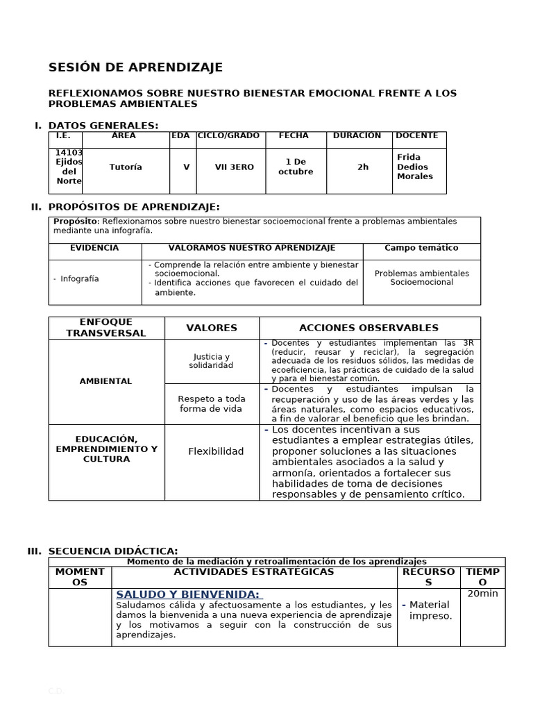 1° y 2°SESION DE APRENDIZAJE-SESIÓN.6-SEM.6-EXP.6-TUTORÍA (Reparado) | PDF | Aprendizaje | Maestros