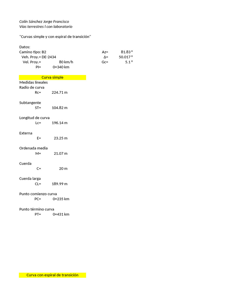 Curvas Simple y Con Espiral de Transición | PDF | Geometría euclidiana | Colector