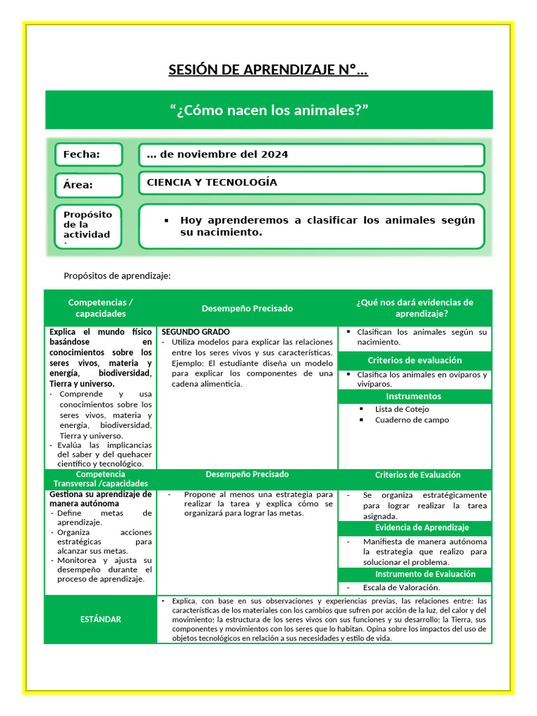 06 de Noviembre - Ciencia - Segundo Grado | PDF | Aprendizaje | Evaluación