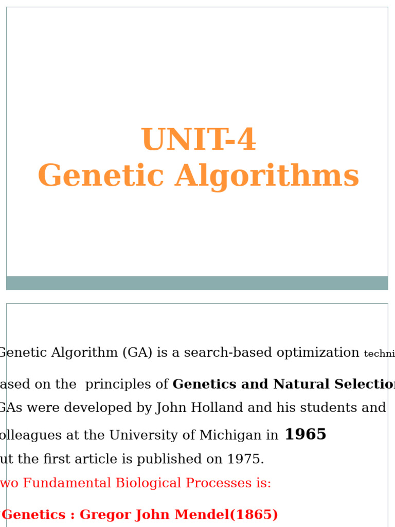 Genetic Algorithms UNIT-4 | PDF | Genetic Algorithm | Genetics