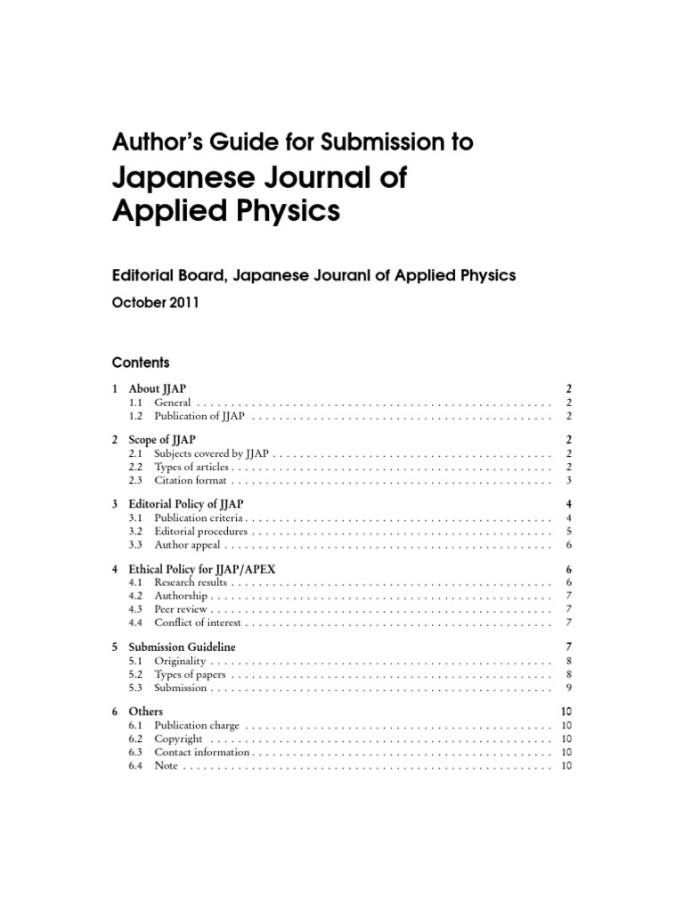 JJAP Authors Guide | PDF | Photonics | Publishing