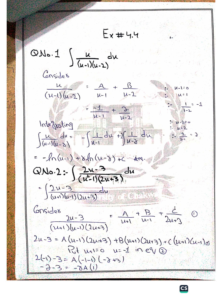 Calculus Ex. 4.4 | PDF