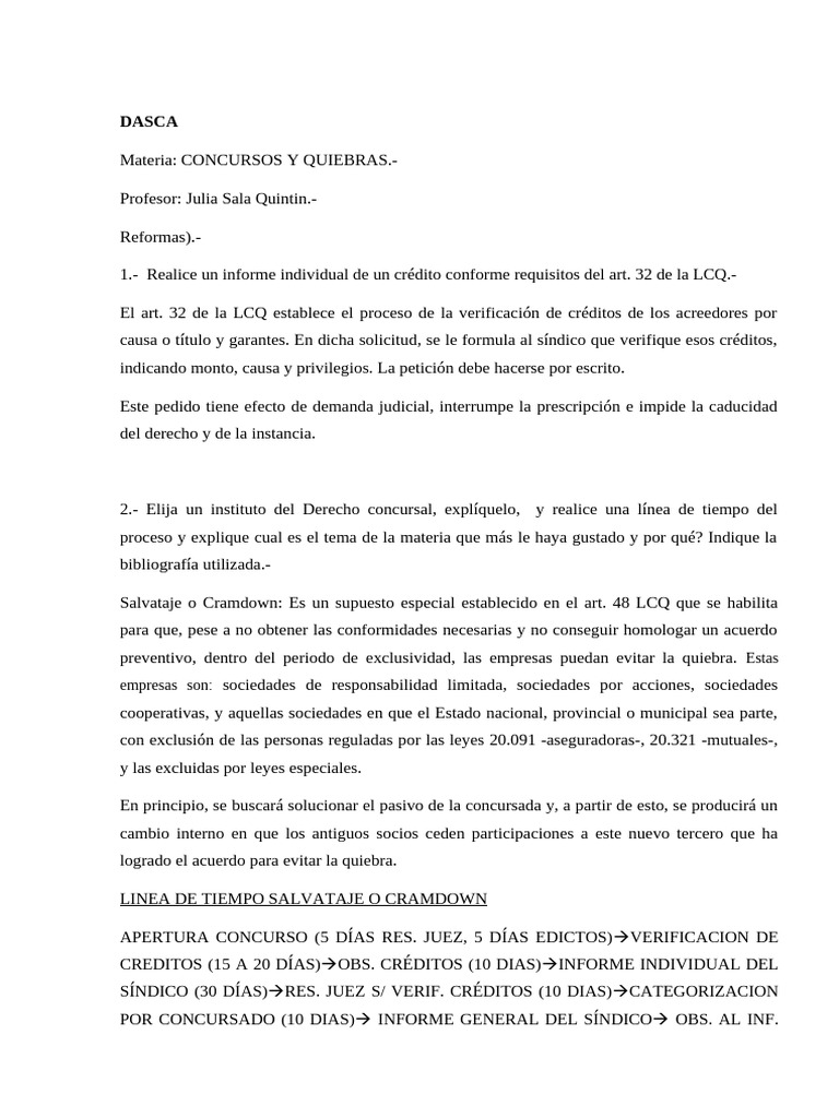 DASCA Concursos y Quiebras | PDF | Bancarrota