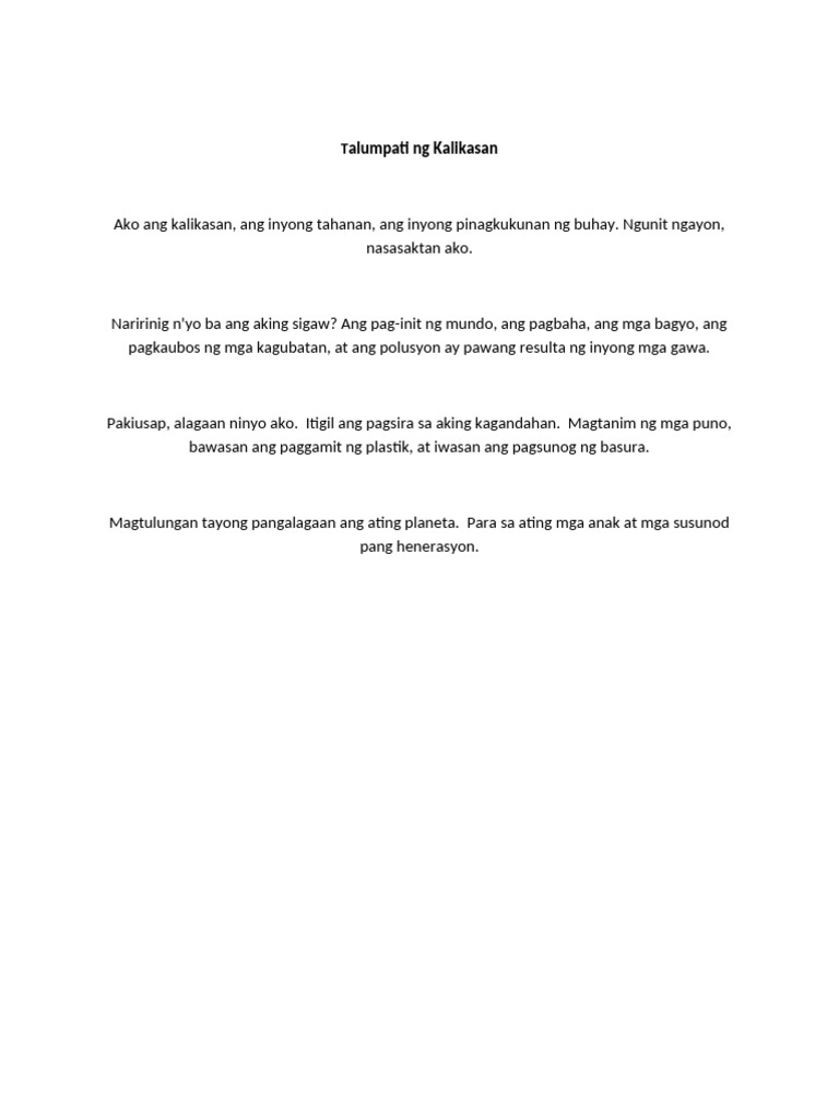 Talumpati NG Kalikasan | PDF