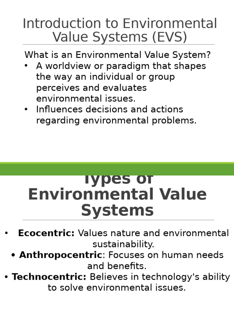 Environmental Value Systems Presentation | PDF