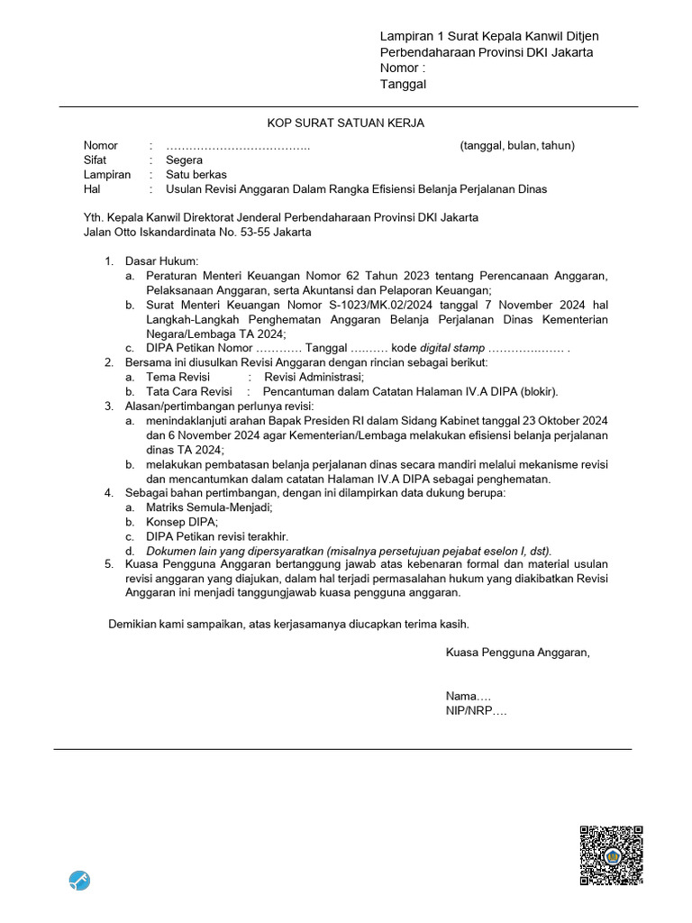 Surat Permohonan Usulan Revisi | PDF