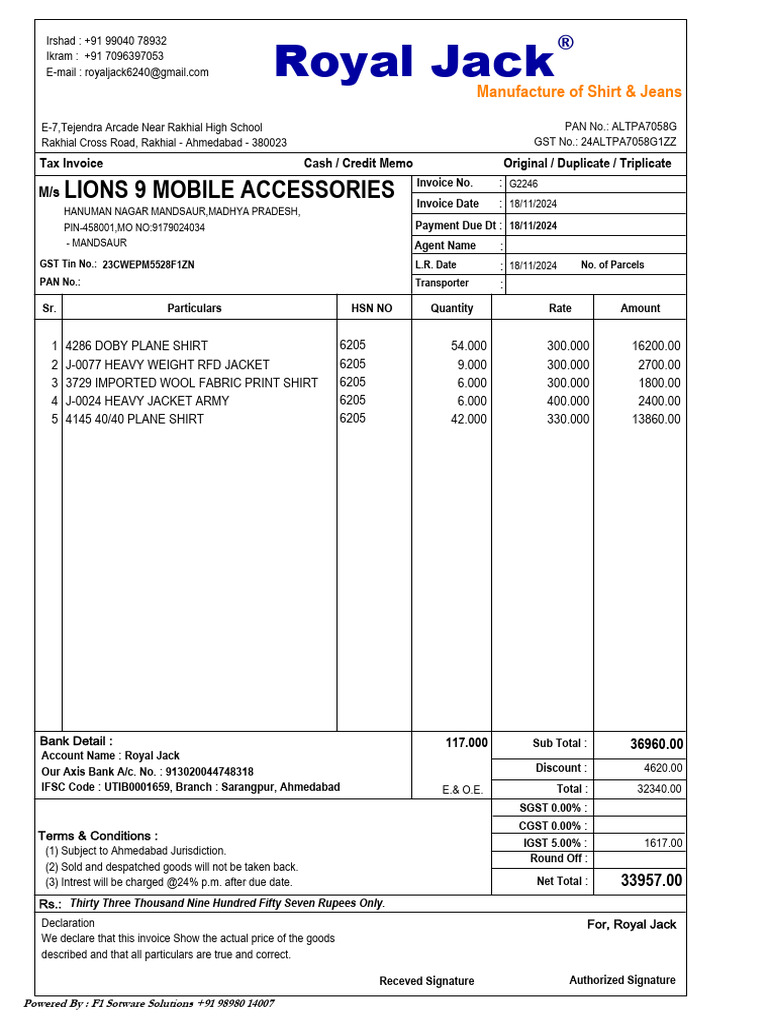 Royal Jack: Lions 9 Mobile Accessories | PDF | Invoice | Economies