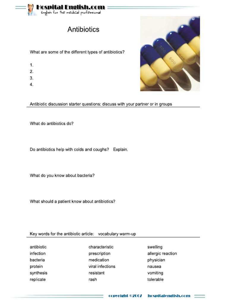 Antibiotic Worksheets | PDF | Self-Improvement