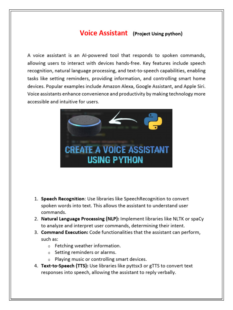 Voice Assistant | PDF | Speech Synthesis | Computer Science