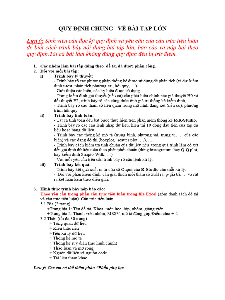 Quy Định Về BTL Lớp L12 | PDF