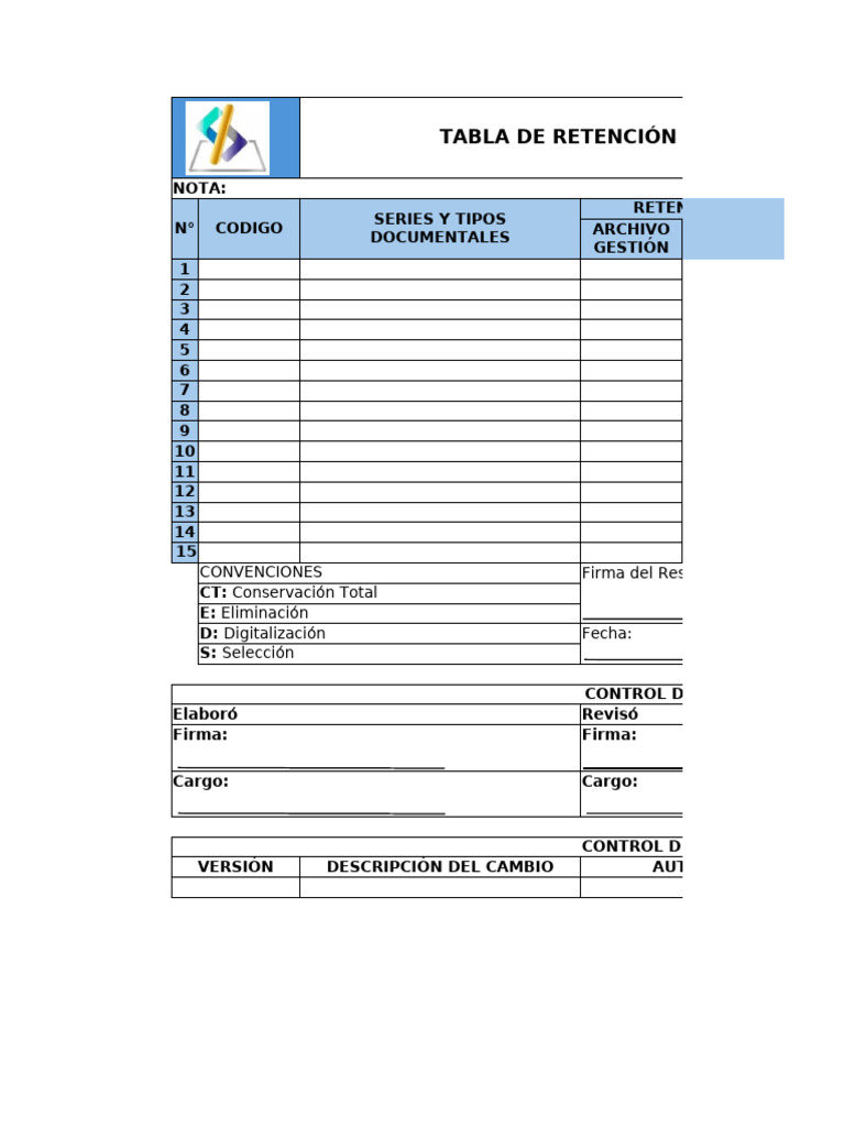 Formato de Tabla de Retención Documental | PDF | Finanzas y dinero ...