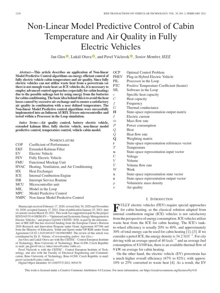 Non-Linear Model Predictive Control of Cabin Temperature and Air ...