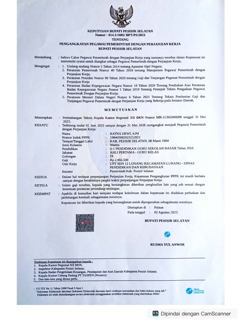 Ratna Dewi - SK PPPK | PDF