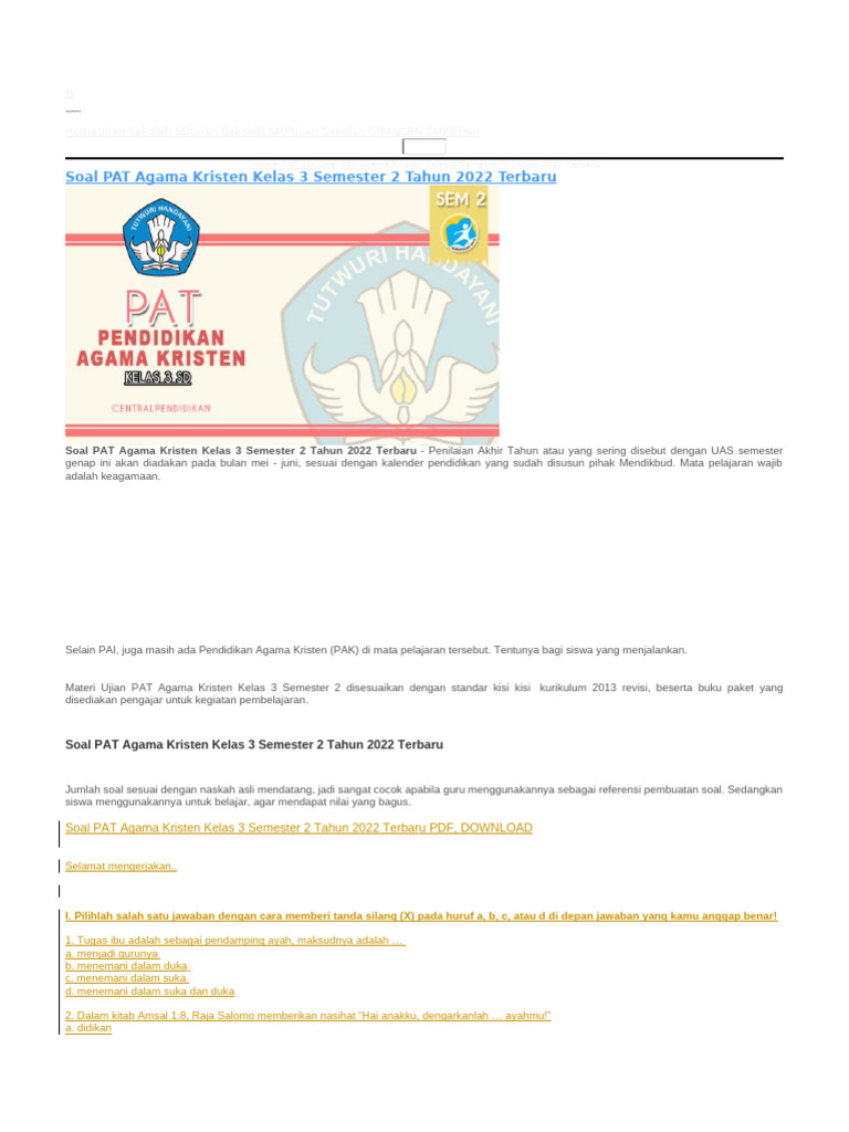 Soal Pak Kls Donlot Iro | PDF