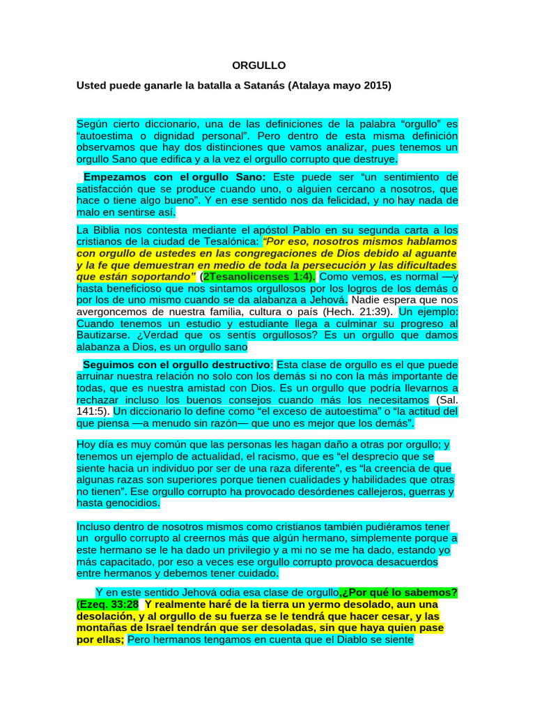 Orgullo: Sano vs. Corrupto según la Biblia | PDF | Orgullo