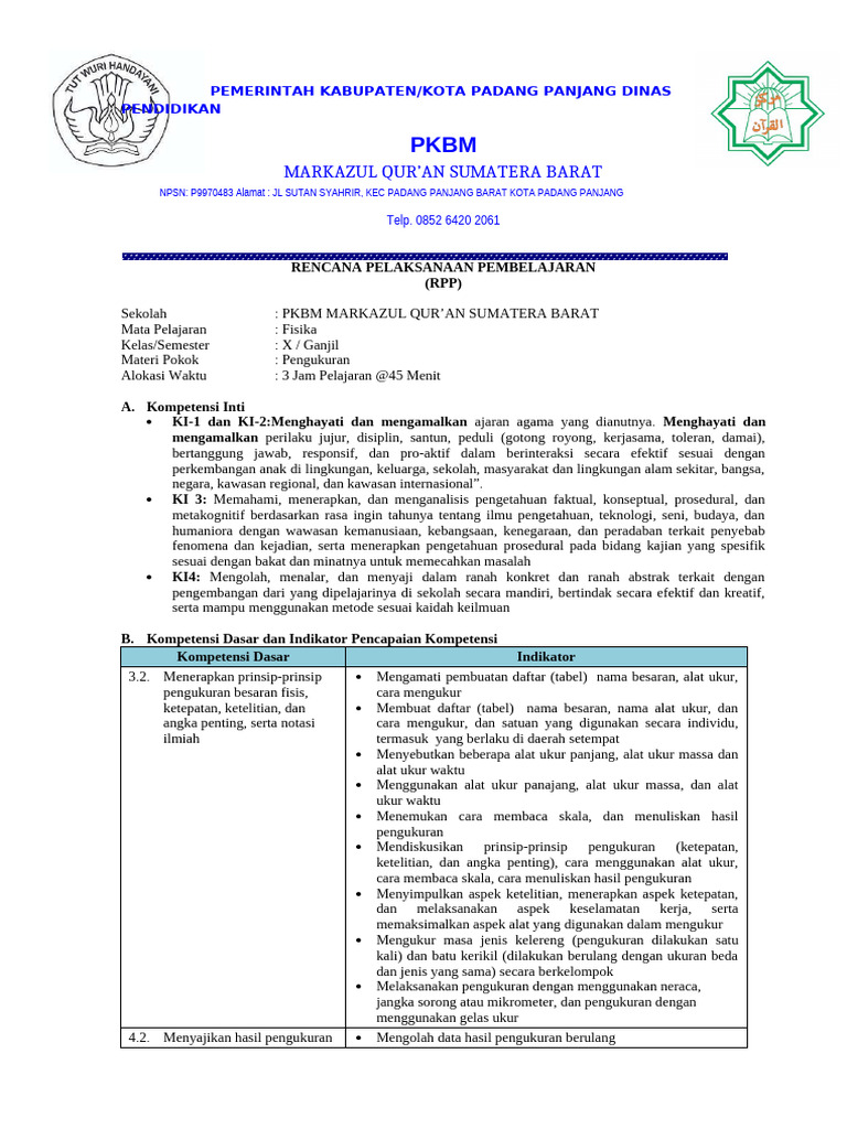 RPP 2 Pengukuran | PDF