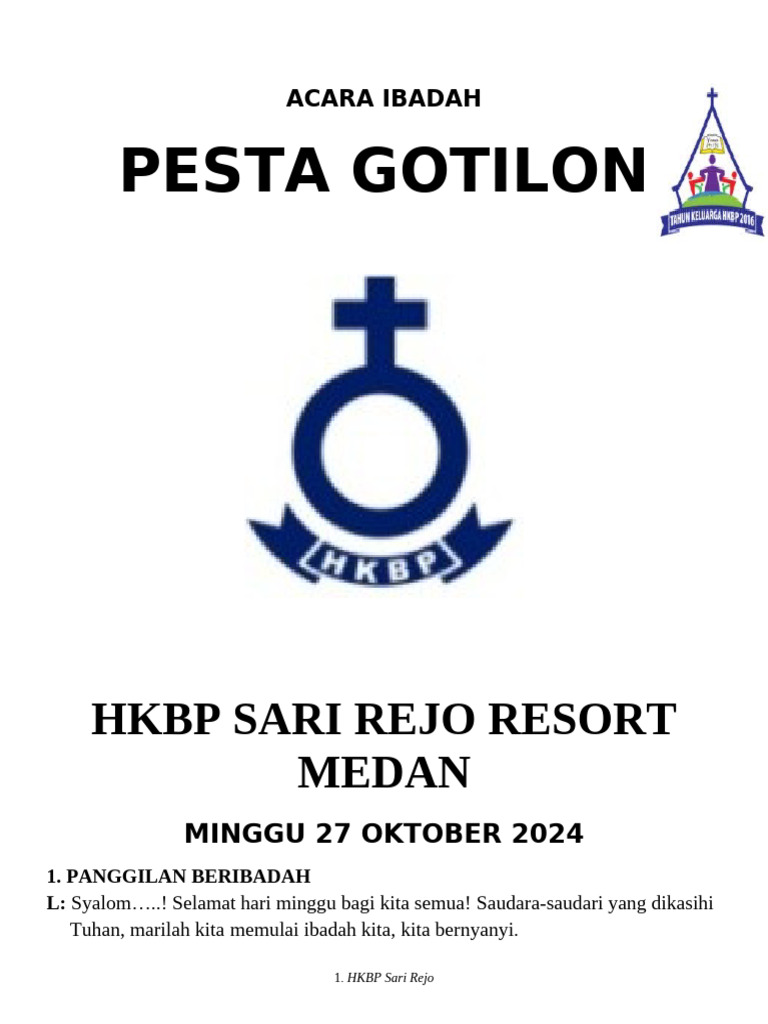 ACARA IBADAH PESTA GOTILON Edit Terakhir | PDF | Agama & Spiritualitas