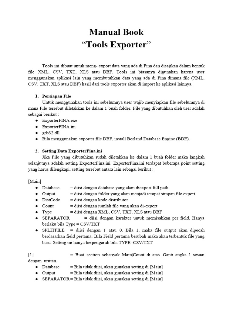 Panduan Penggunaan Tools Exporter Fina | PDF | Komputer
