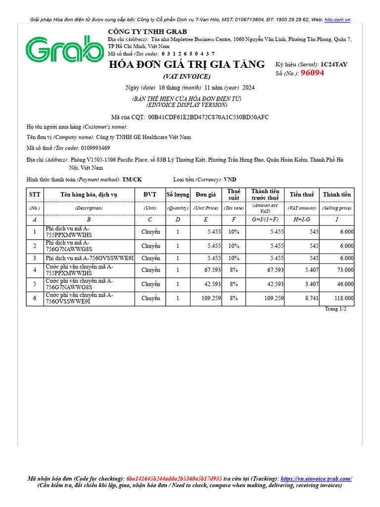 HoaDon 1C24TAY 00096094 | PDF