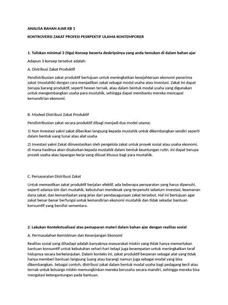 Analisa Bahan Ajar KB 1 | PDF