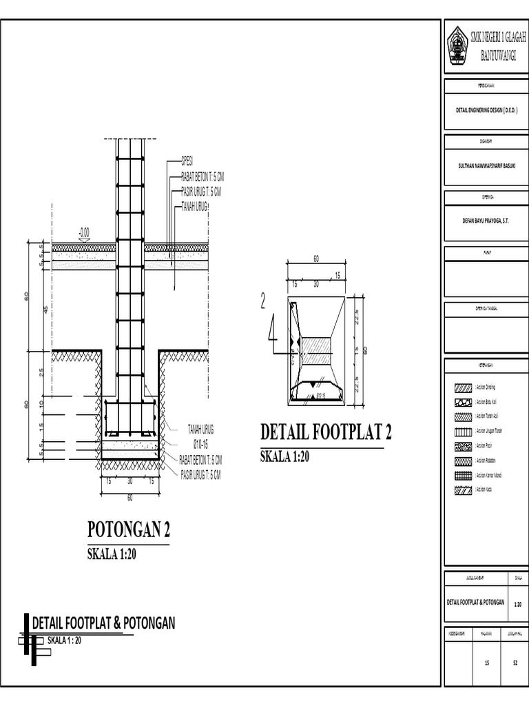 Detail Footplat & Potongan | PDF